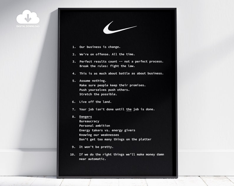 Principles of Nike Poster From the Movie Air. Phil Knight's Nike ...