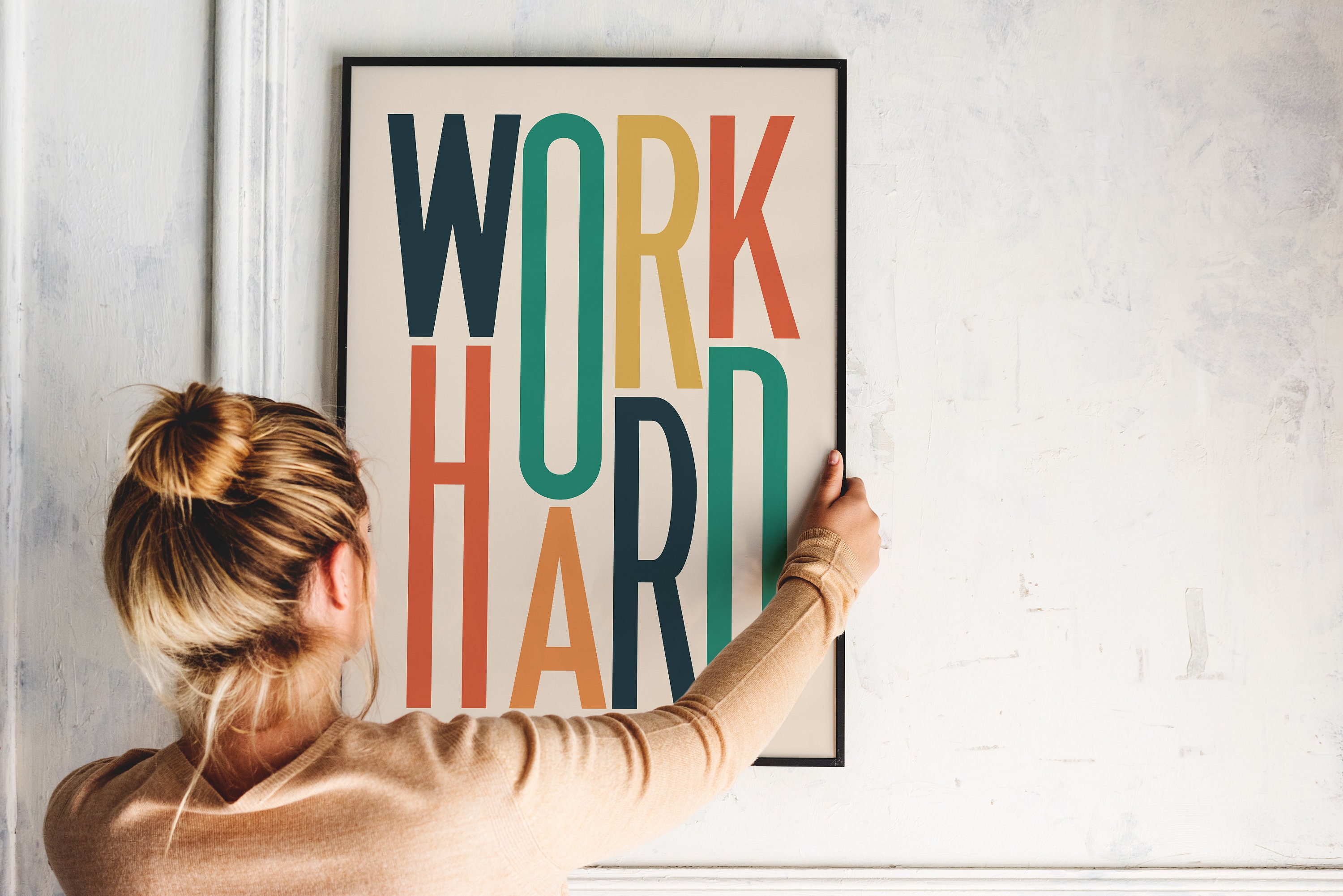 WORK HARD Poster. WORK Hard Art Typographic Poster. Work Hard Typeface ...