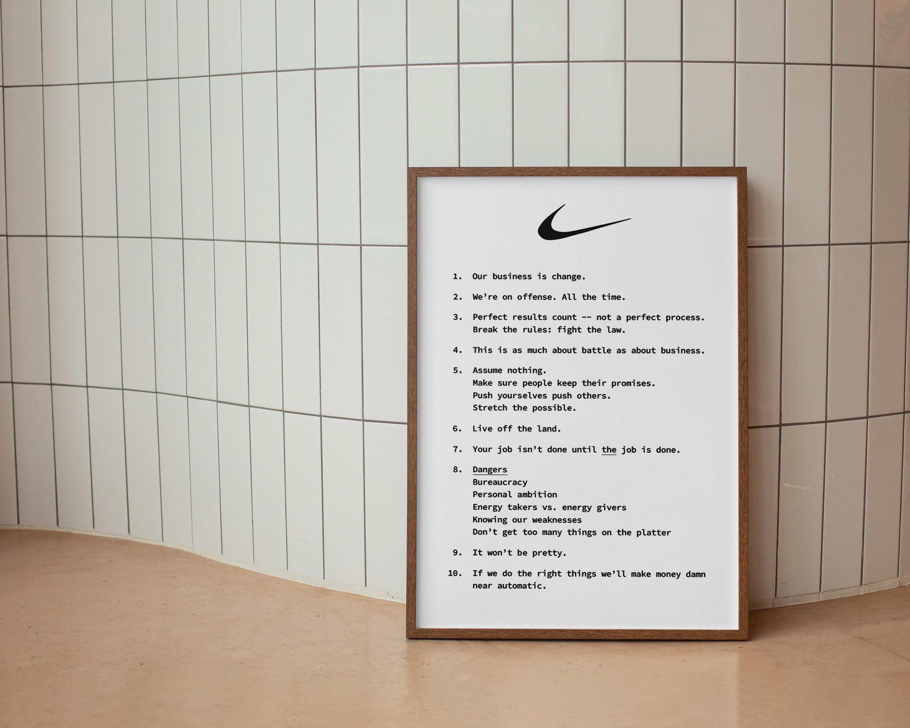 Principles of Nike Poster From the Movie Air. Phil - Etsy Australia