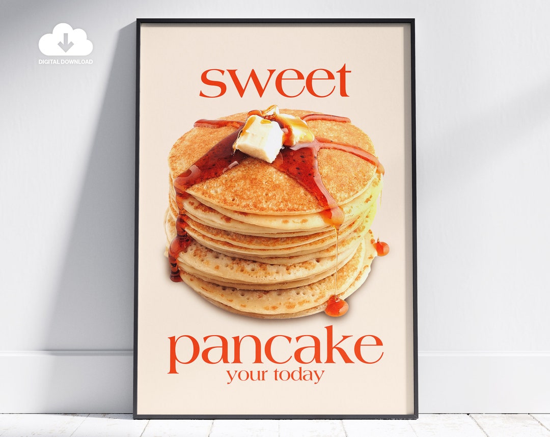 Pancake Poster, Midcentury Pancake Print. Sweet Pancake Food Art ...