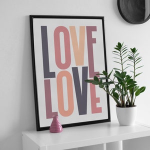 LOVE Poster. Pastel Color LOVE Typographic Poster. LOVE Typeface Poster ...