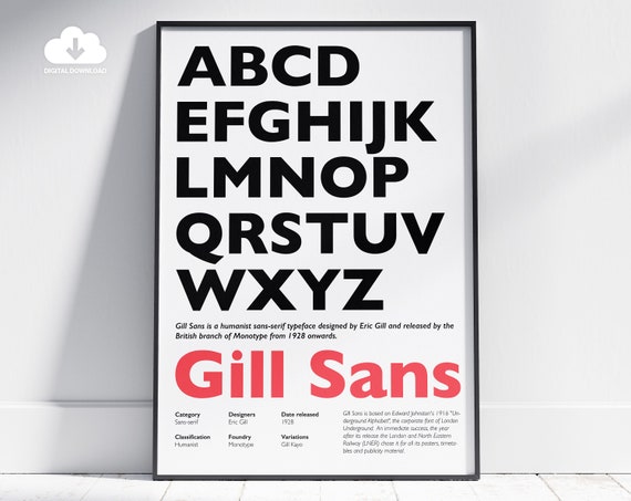 Gill Sans Font Poster. Gill Sans Poster. Typeface Poster. - Etsy