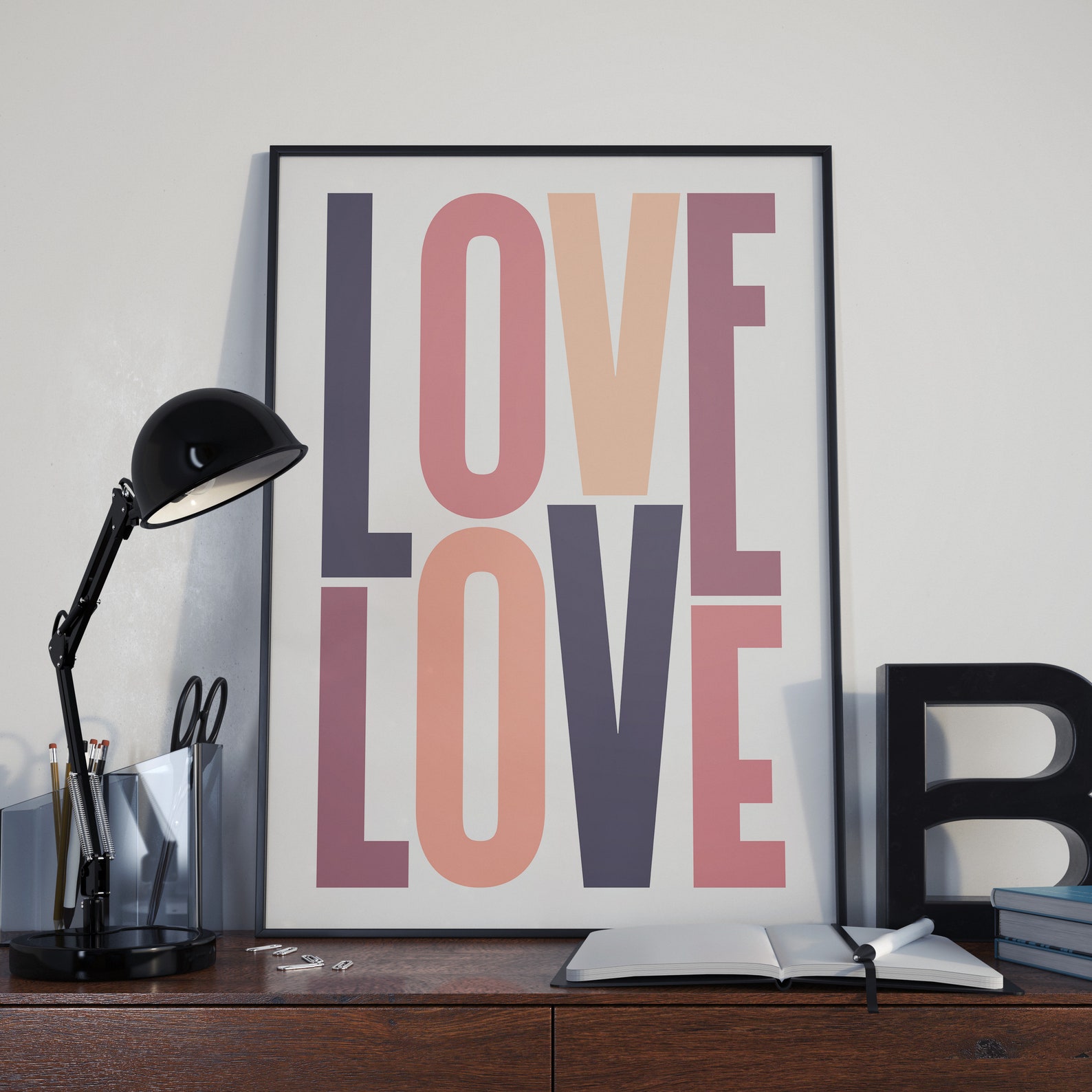 LOVE Poster. Pastel Color LOVE Typographic Poster. LOVE - Etsy