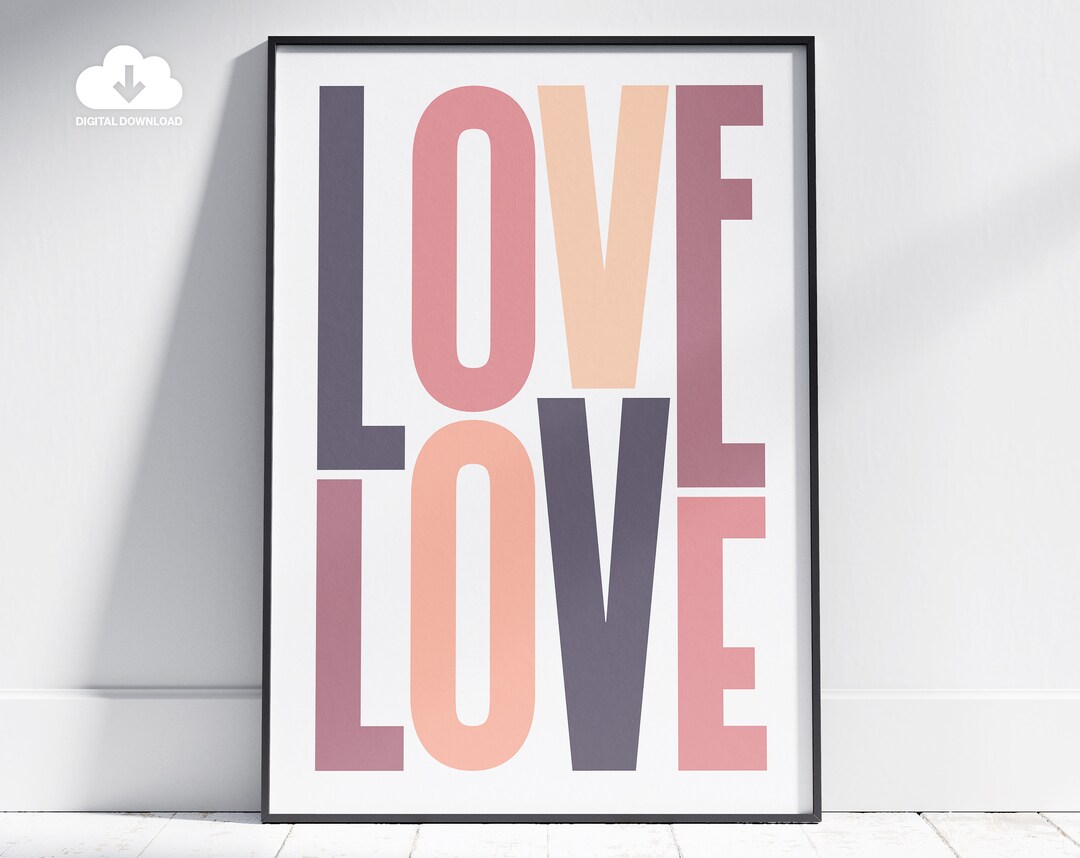 LOVE Poster. Pastel Color LOVE Typographic Poster. LOVE Typeface Poster ...