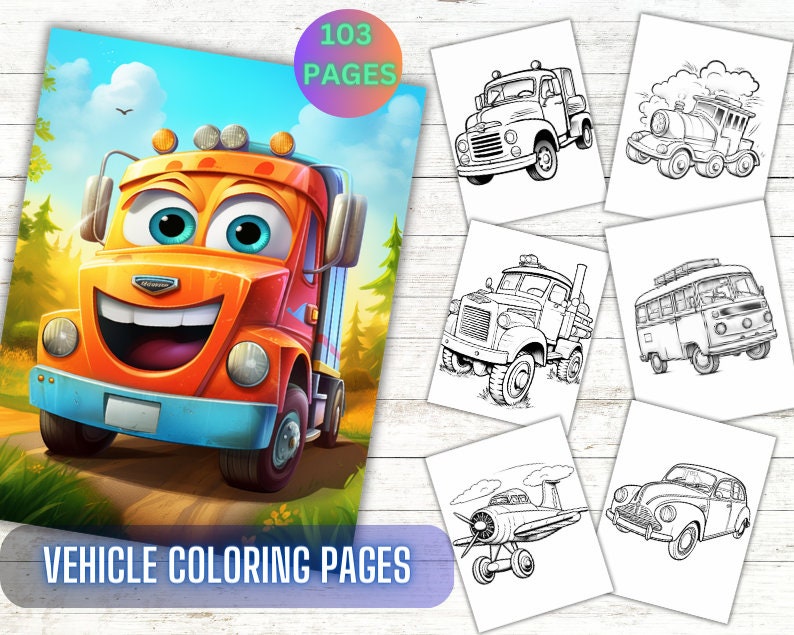 103 Vehicle Coloring Pages for Kids | Cute Vehicle Coloring Book ...