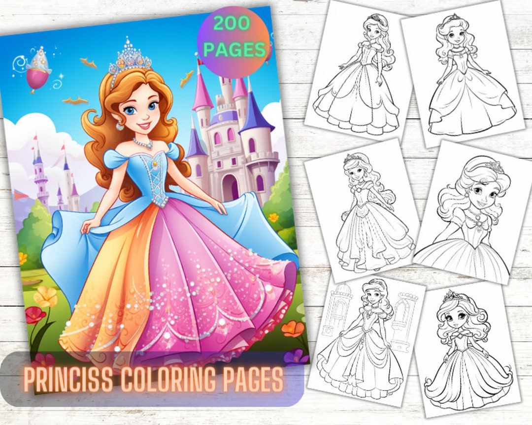 200 Cute Princess Coloring Book for Kids | Coloring Pages for Girls and ...