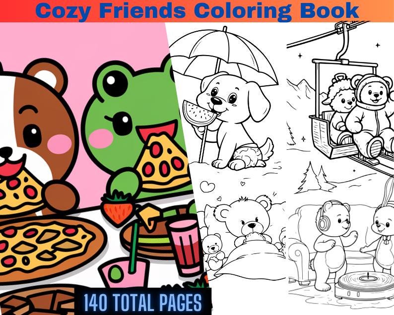 Cozy Friends Coloring Book | Cozy Friends Coloring Pages | Instant ...
