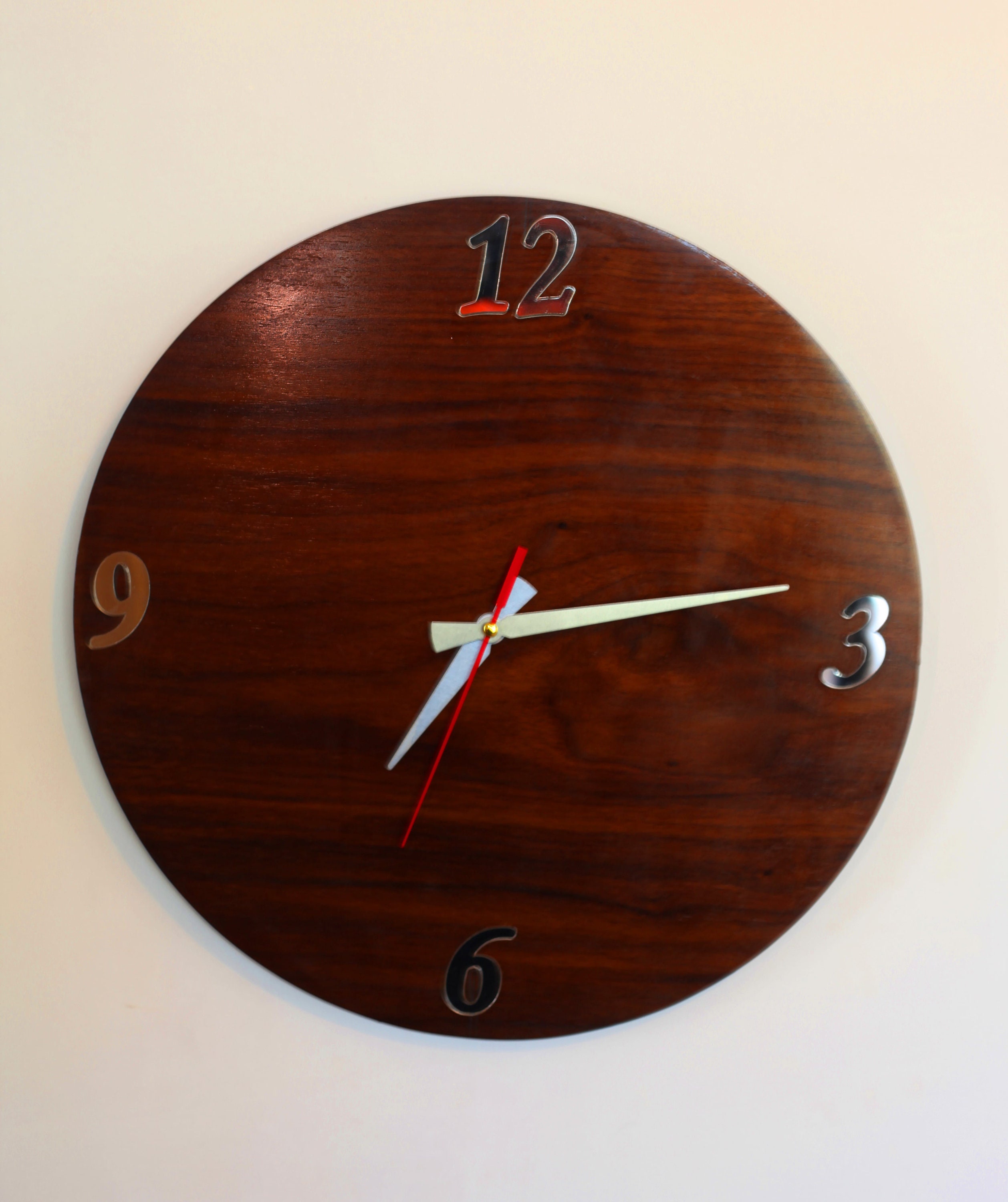 Handmade Round American Walnut Wall Clock, Natural Wood Clock ...
