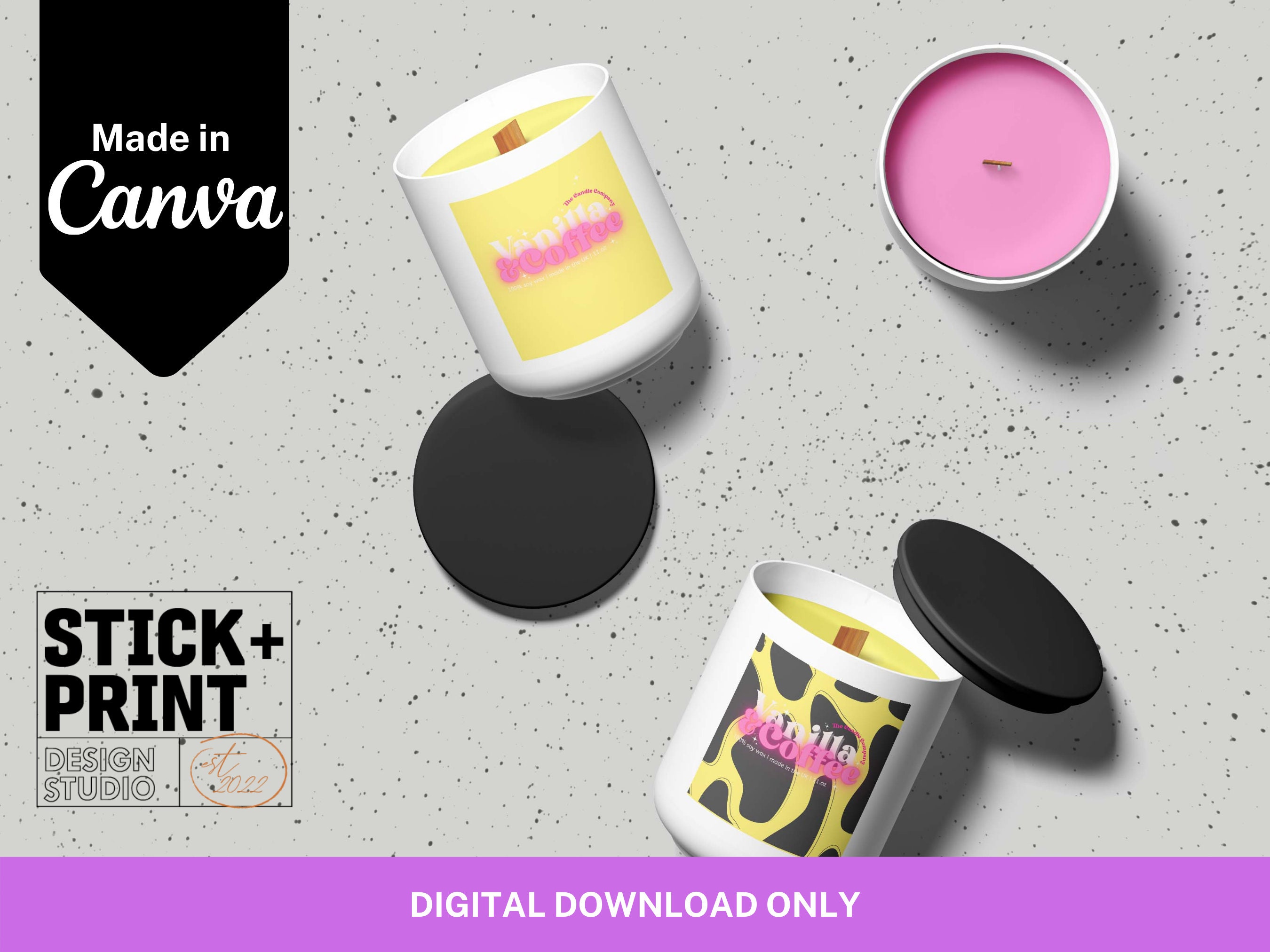 SET Editable Candle Label Template Bold Candle Sticker Canva Editable ...