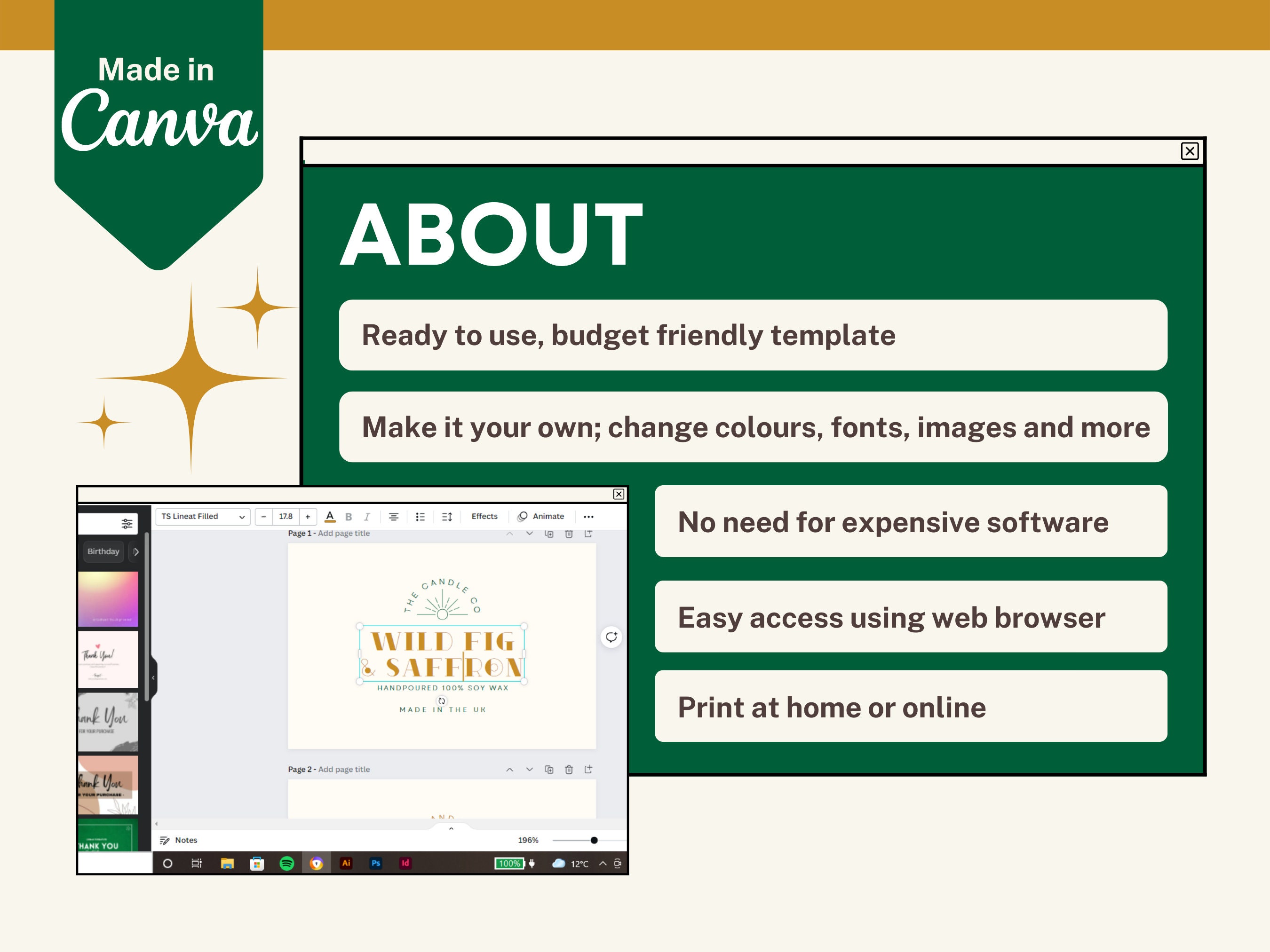 SET Editable Candle Label Template Bold Candle Sticker - Etsy