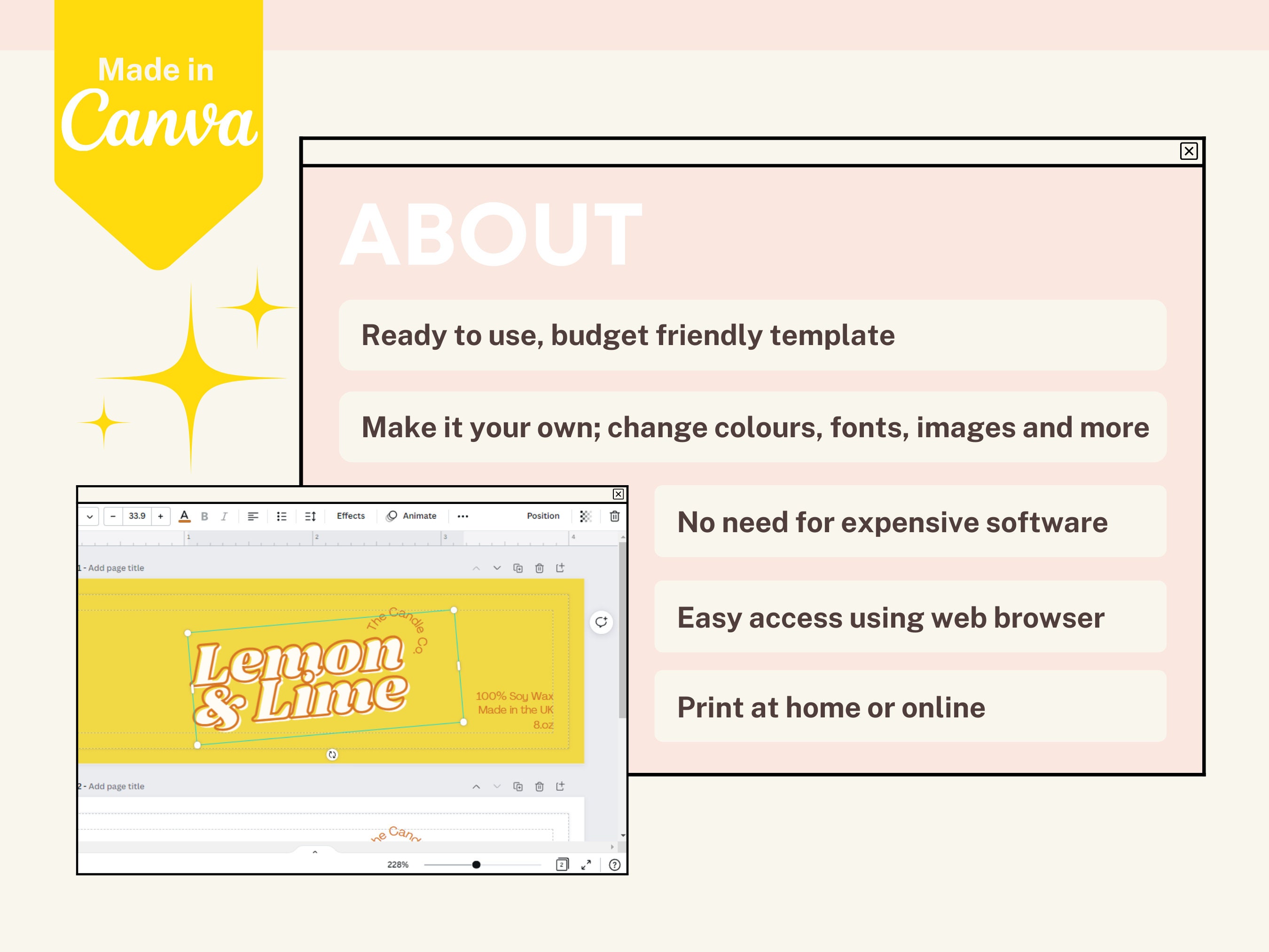 SET Editable Candle Label Template Bold Candle Sticker Canva Editable ...