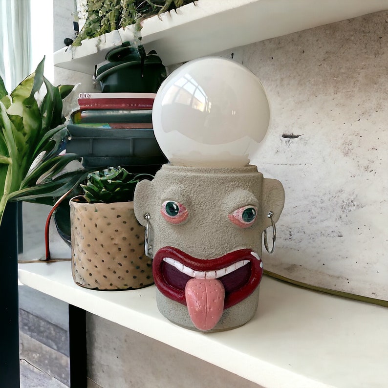 Handmade Ceramic Table Lamp / Face Shaped Ceramic Lamp / Unique Ceramic ...