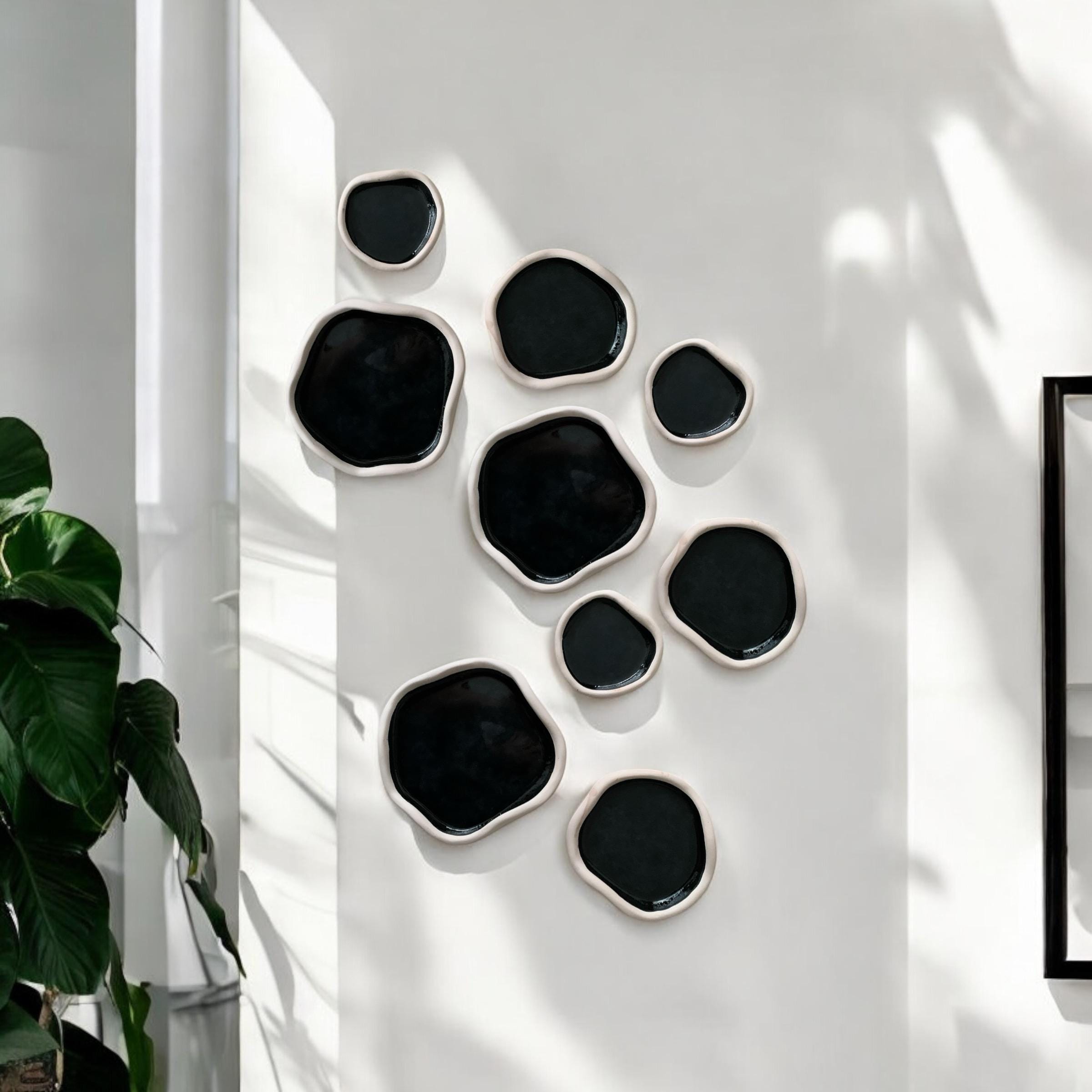 Handmade Ceramic Wall Art: Abstract Black Sculpture Tiles - Etsy