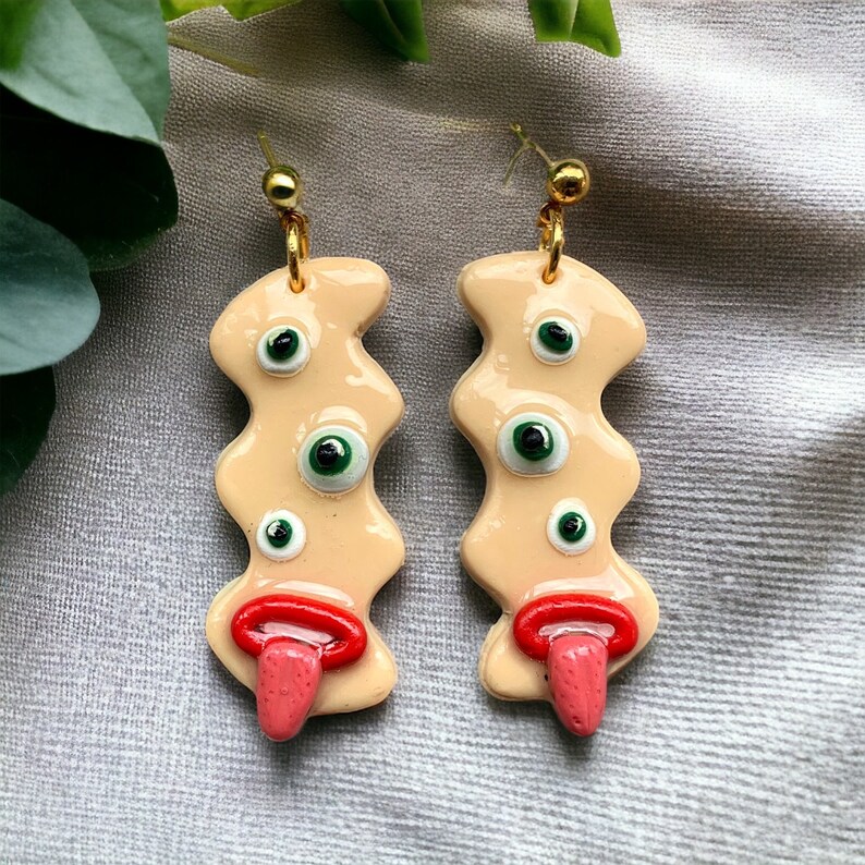 Wiggly Face Polymer Clay Earrings: Creepy Fun Statement Jewelry - Etsy