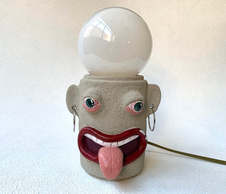 Handmade Ceramic Table Lamp / Face Shaped Ceramic Lamp / Unique Ceramic ...