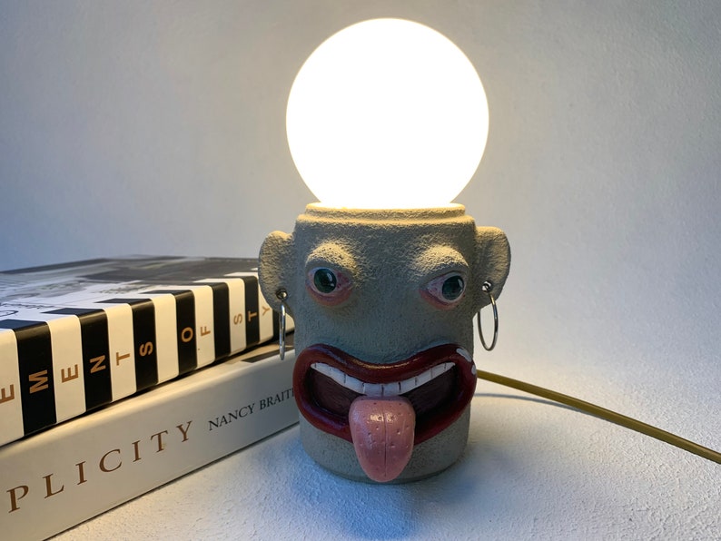 Handmade Ceramic Table Lamp / Face Shaped Ceramic Lamp / Unique Ceramic ...