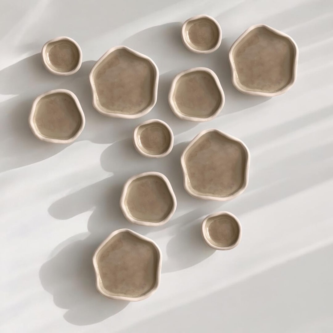 Handmade Ceramic Wall Art: Abstract Beige Sculpture Tiles - Etsy