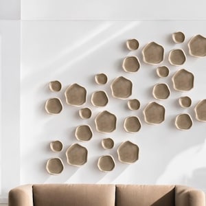 Handmade Ceramic Wall Art: Abstract Beige Sculpture Tiles - Etsy