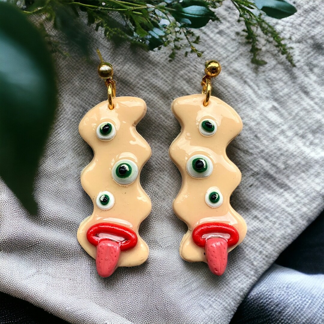 Wiggly Face Polymer Clay Earrings: Creepy Fun Statement Jewelry - Etsy