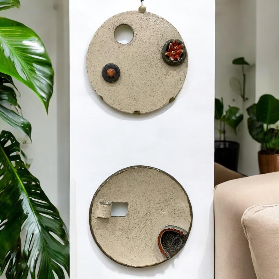 Handmade Glazed Ceramic Wall Art Set: Abstract Textured Sculpture - Etsy