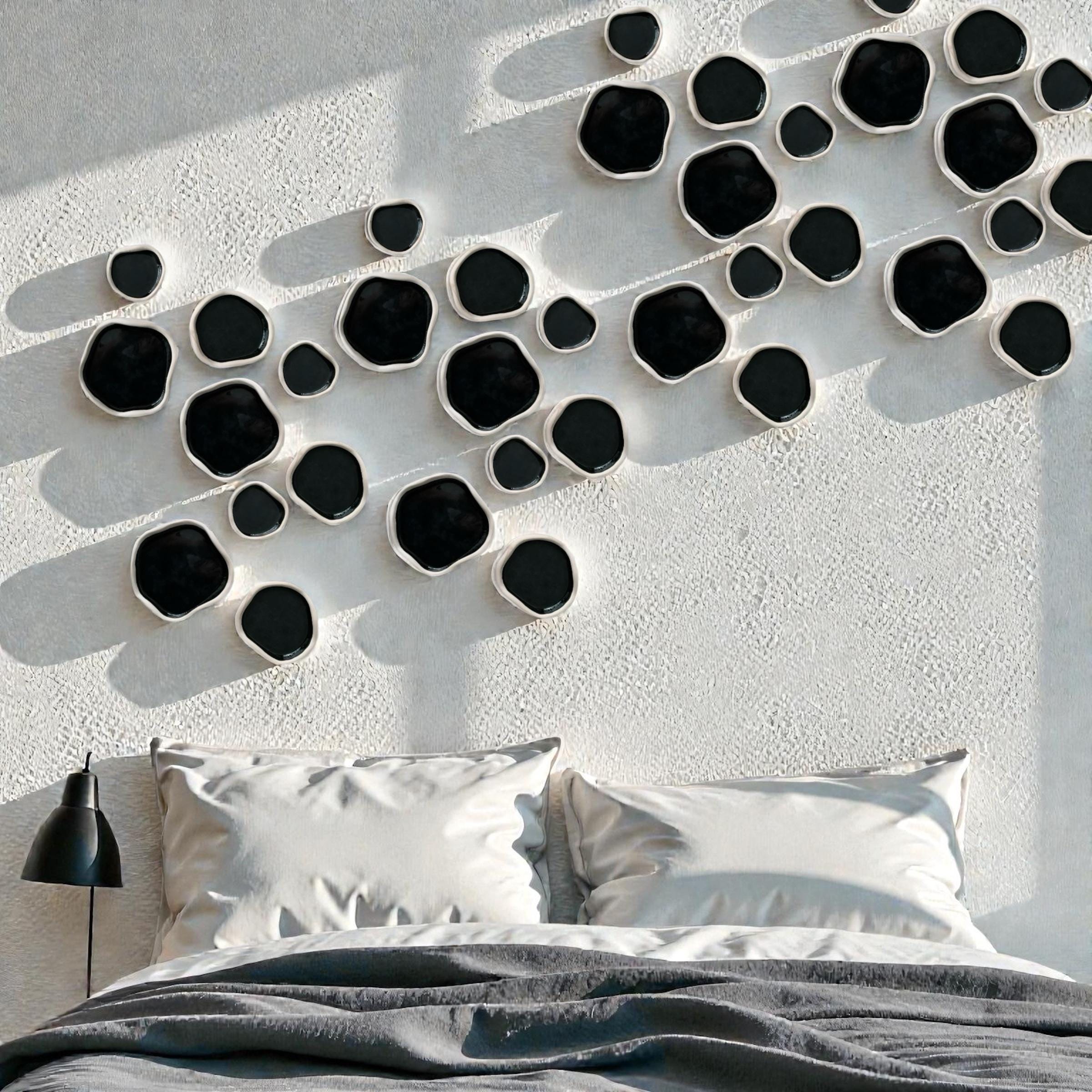 Handmade Ceramic Wall Art: Abstract Black Sculpture Tiles - Etsy