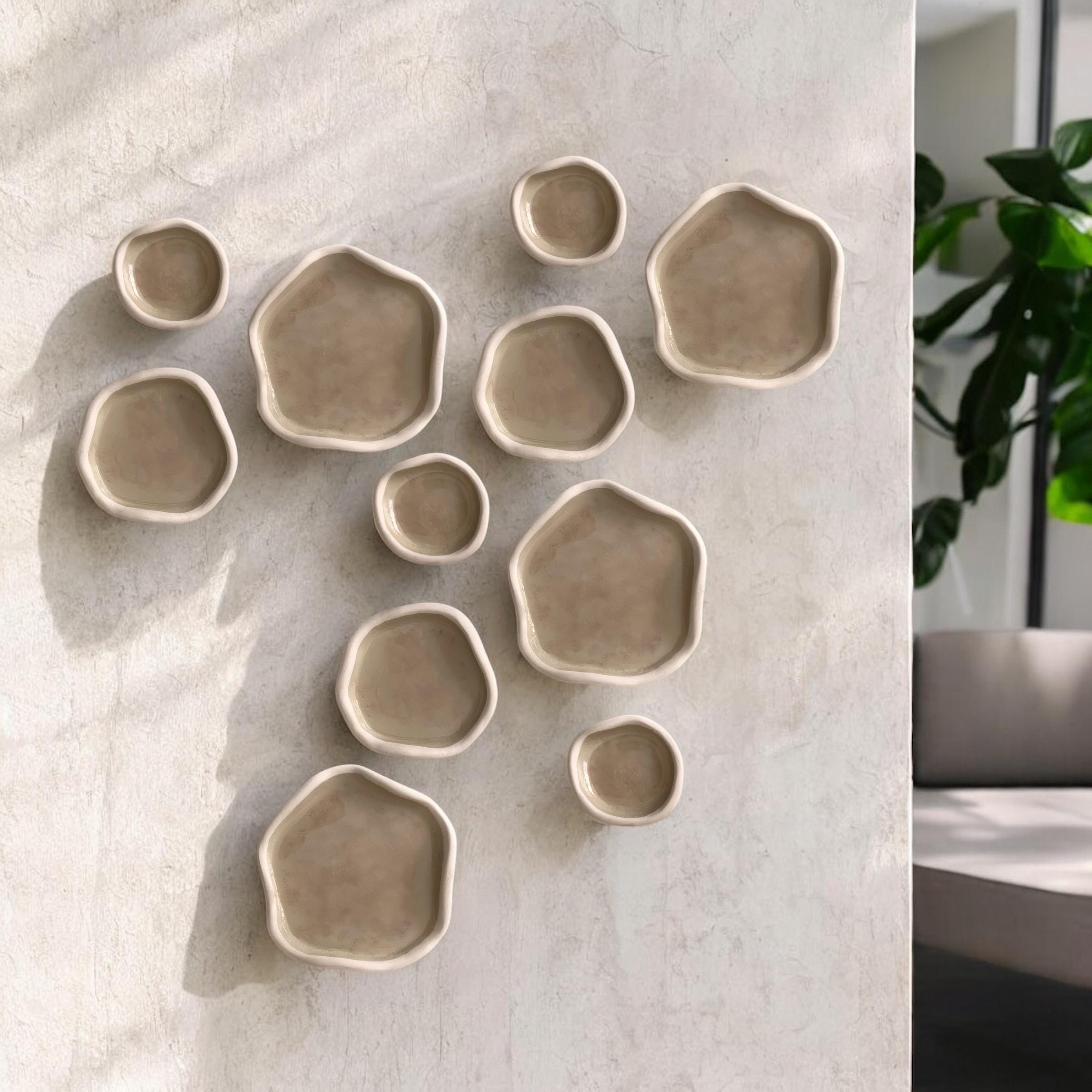 Handmade Ceramic Wall Art: Abstract Beige Sculpture Tiles - Etsy