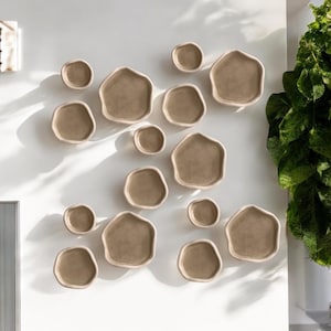 Handmade Ceramic Wall Art: Abstract Beige Sculpture Tiles - Etsy
