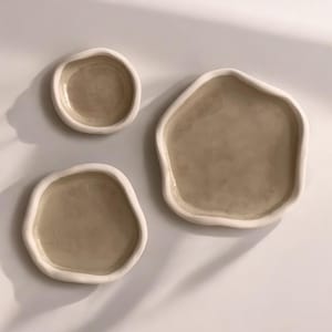 Handmade Ceramic Wall Art: Abstract Beige Sculpture Tiles - Etsy