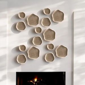 Handmade Ceramic Wall Art: Abstract Beige Sculpture Tiles - Etsy