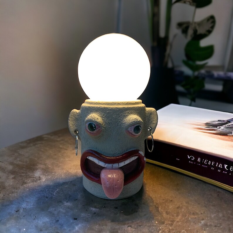Handmade Ceramic Table Lamp / Face Shaped Ceramic Lamp / Unique Ceramic ...