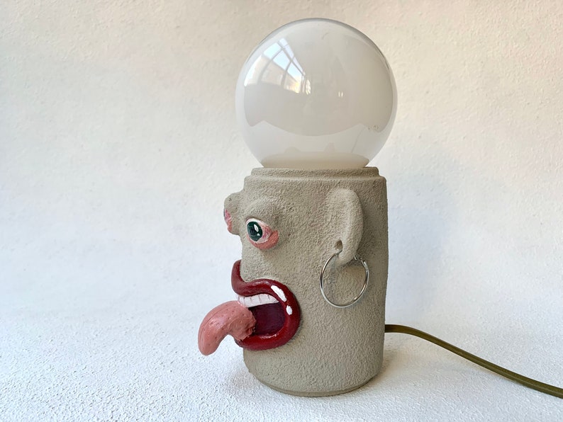 Handmade Ceramic Table Lamp / Face Shaped Ceramic Lamp / Unique Ceramic ...
