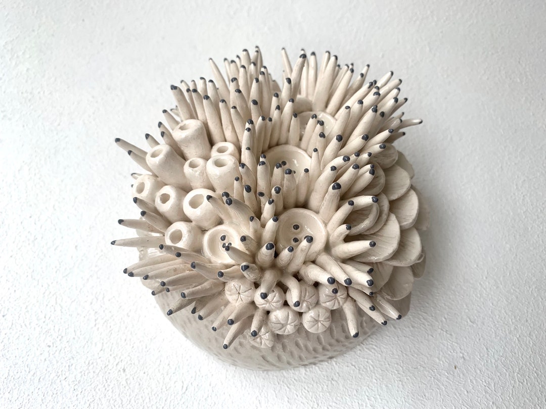 Coral Reef Ceramic Wall Art, Handmade Coral Sculpture, Textured Glazed ...