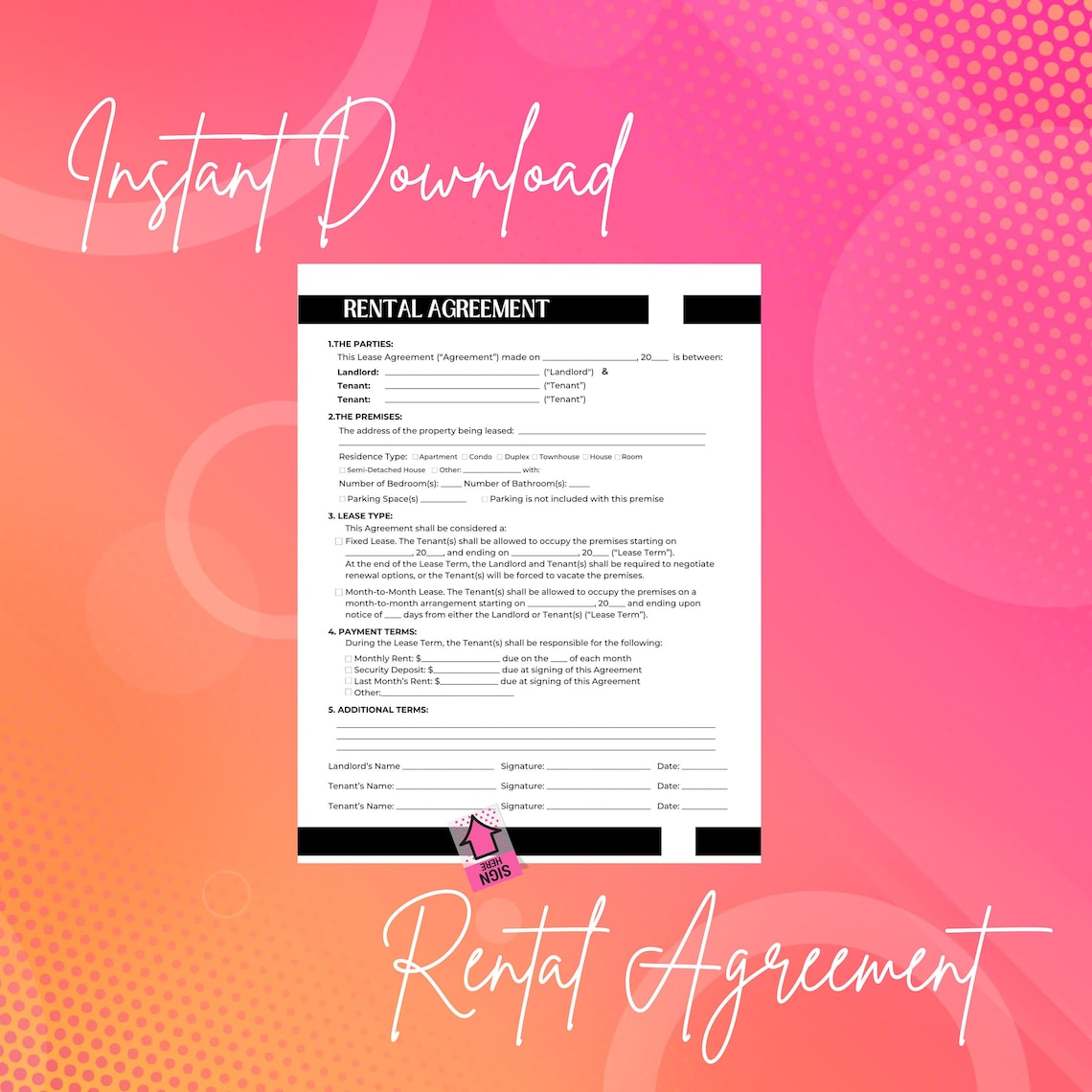 Rental Agreement, Lease Agreement, Digital Rental Agreement, Landlord ...