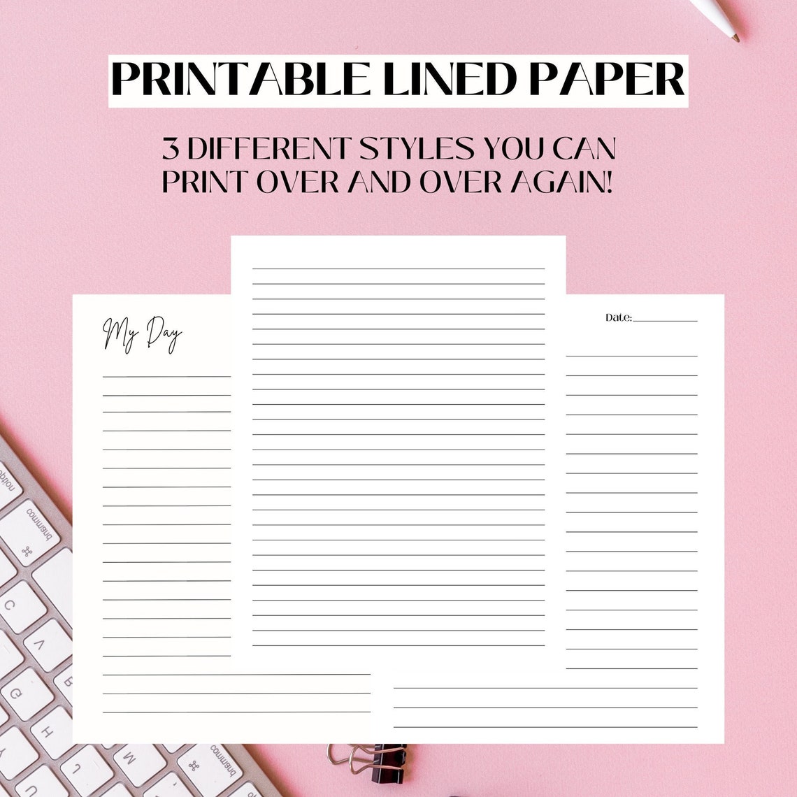 Printable Lined Paper, Lined Notes Printable, Lined Sheets Printable ...