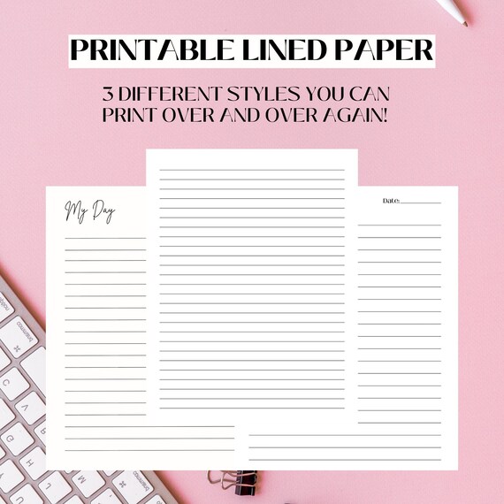 Printable Lined Paper Lined Notes Printable Lined Sheets | Etsy