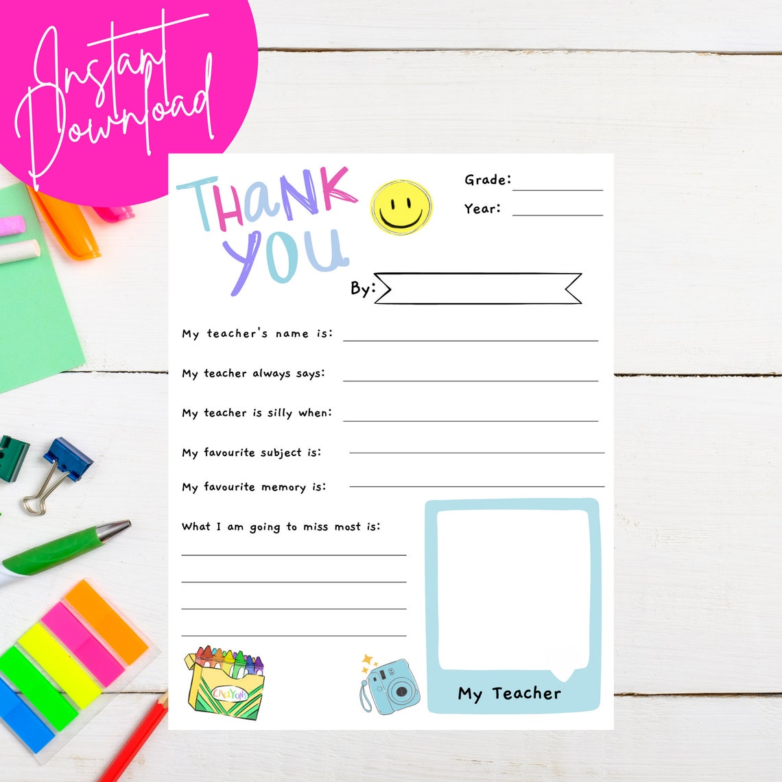 Teacher Appreciation Printable, Teacher Survey, Teacher Printable ...