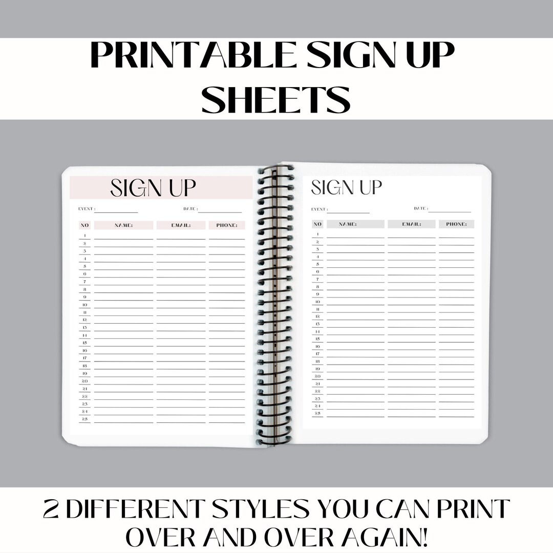 Sign up Sheet, Pdf,sign up Template, Event Sign Up, Blank Digital Sign ...