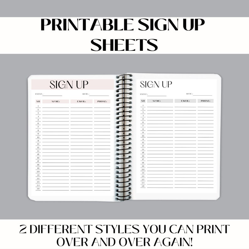 Sign up Sheet, Pdf,sign up Template, Event Sign Up, Blank Digital Sign ...