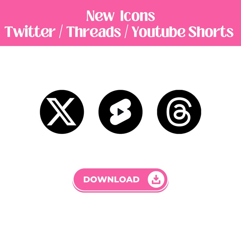 Black Social Media Icons New Twitter, New Threads Icons, Icon Bundle ...