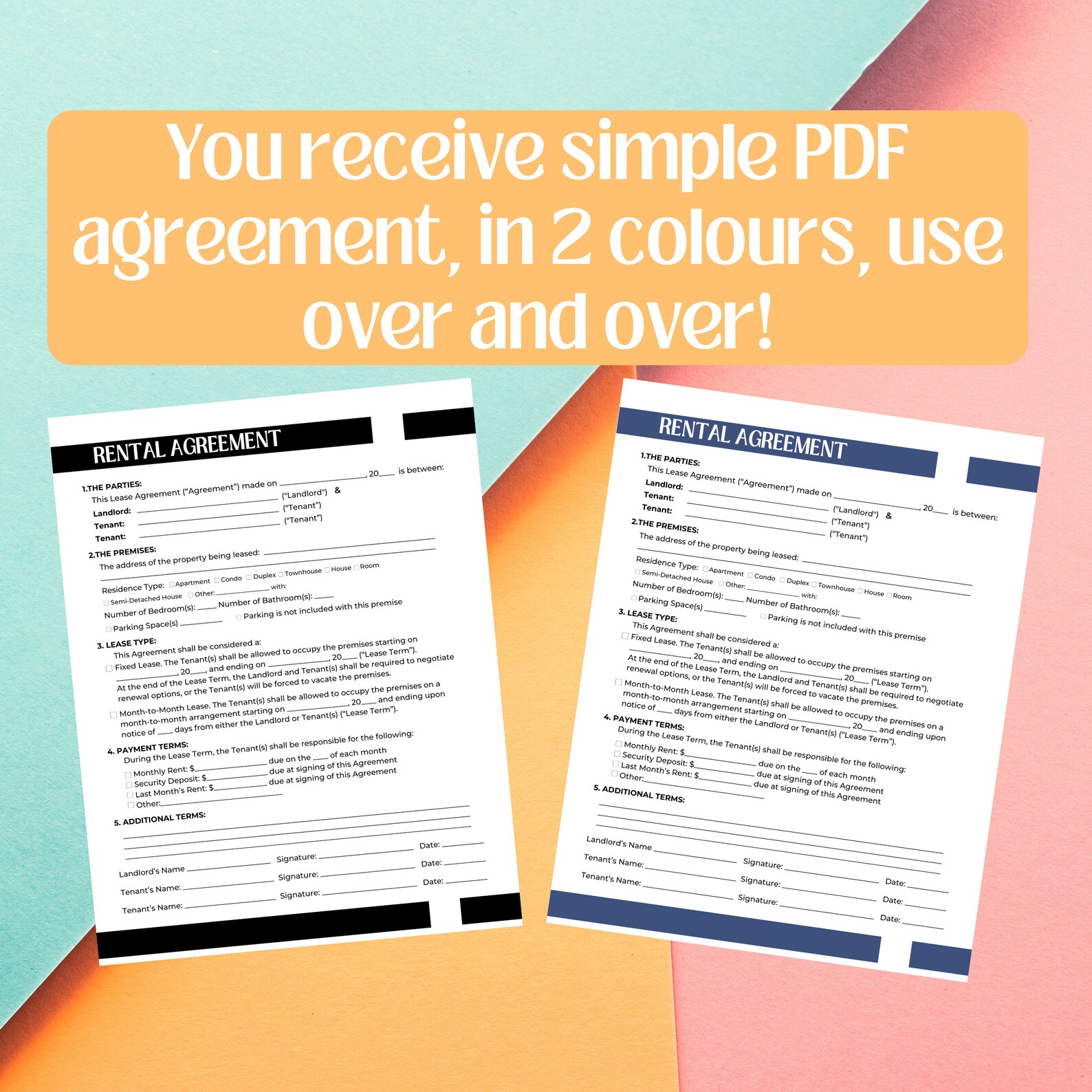 Rental Agreement, Lease Agreement, Digital Rental Agreement, Landlord ...