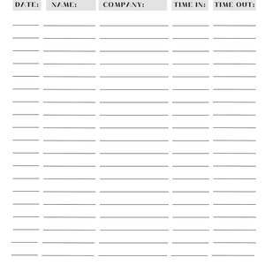 Sign in Sheet, PDF, Sign in Template, Blank Digital Sign in Download ...