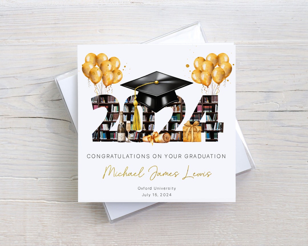 Personalised Graduation Card, Book Theme, Custom Name Year School ...