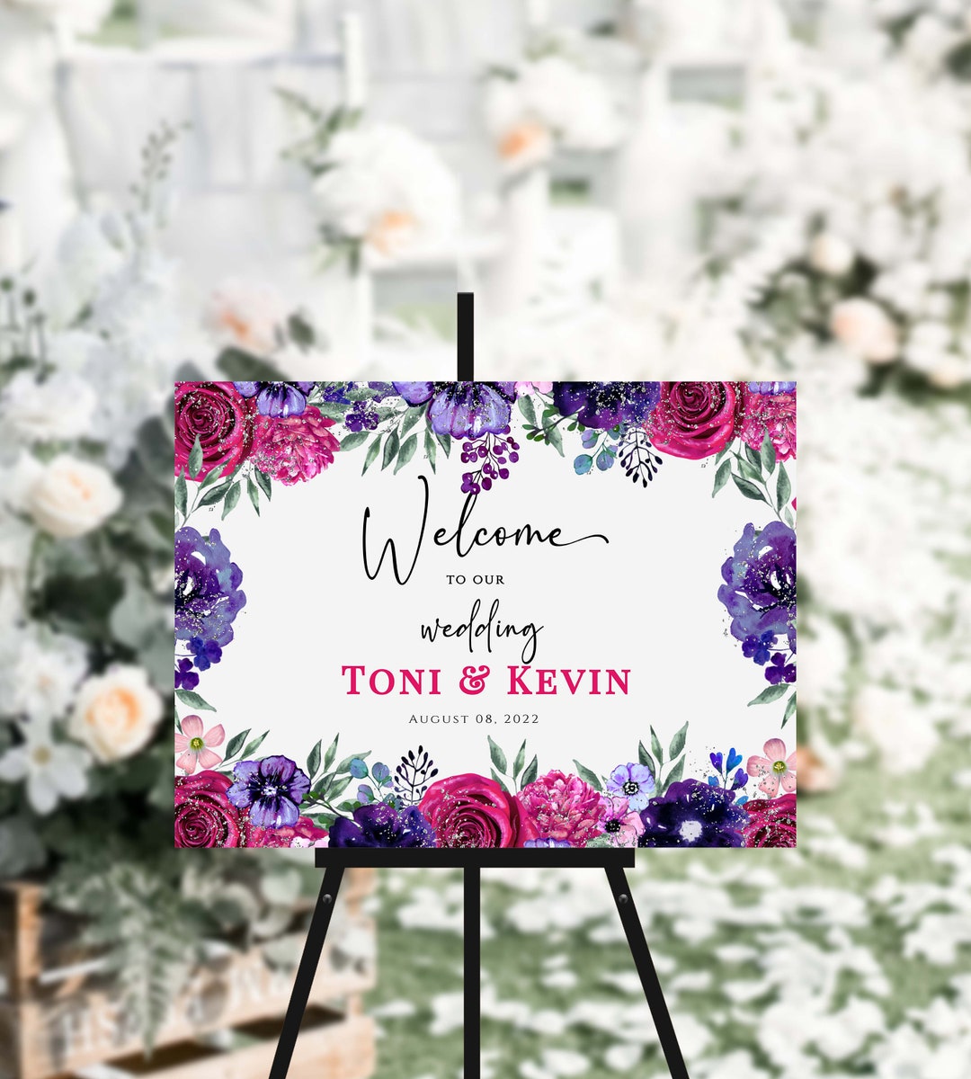 Fuchsia & Purple Pink Welcome Sign Editable, Printable, Perfect for ...