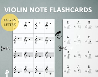 VIOLIN NOTE FLASHCARDS -instant Download, Learn the Violin Notes ...