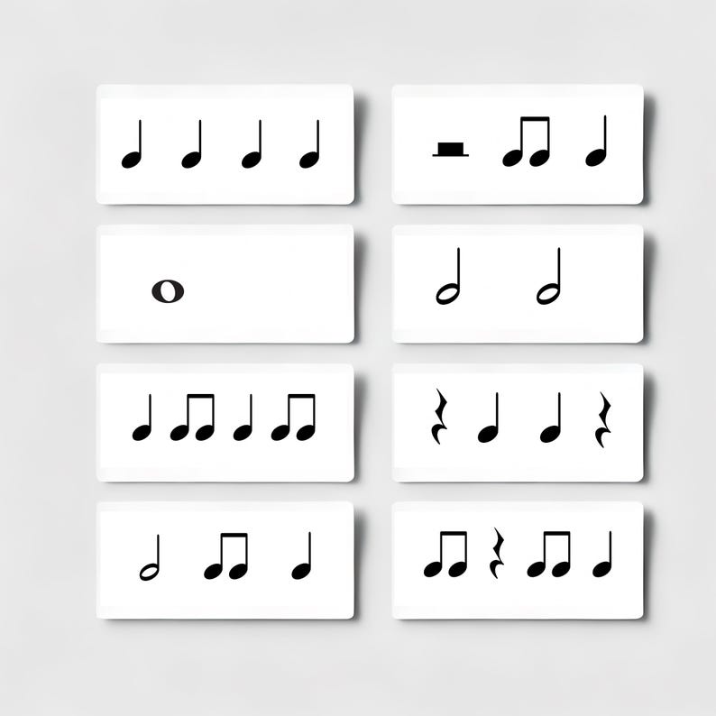 BASIC RHYTHM FLASHCARDS Printable, Music Flash Cards, Beginner Piano ...