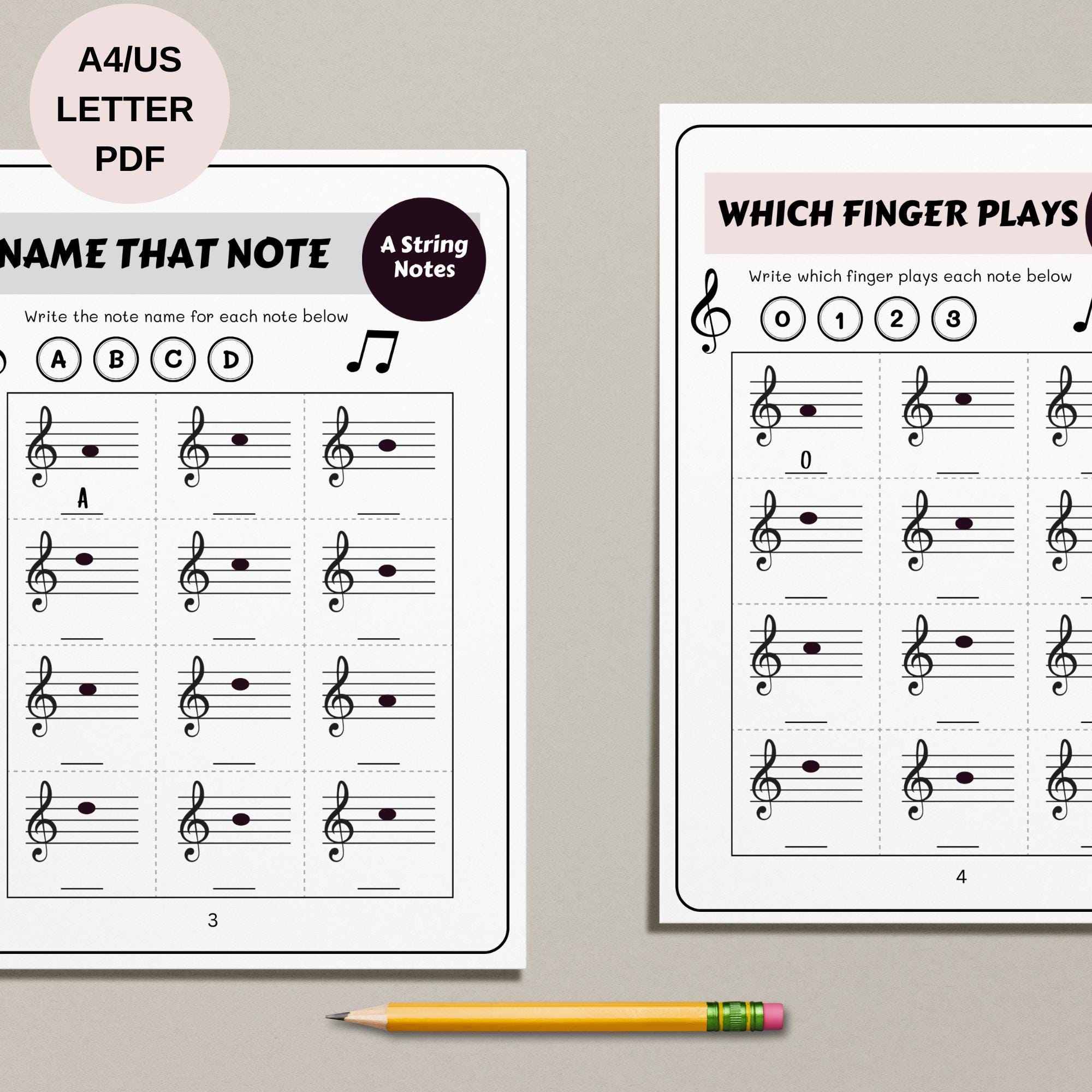 Beginner Violin Notes Worksheet, Name the Violin Notes and Fingers PDF ...