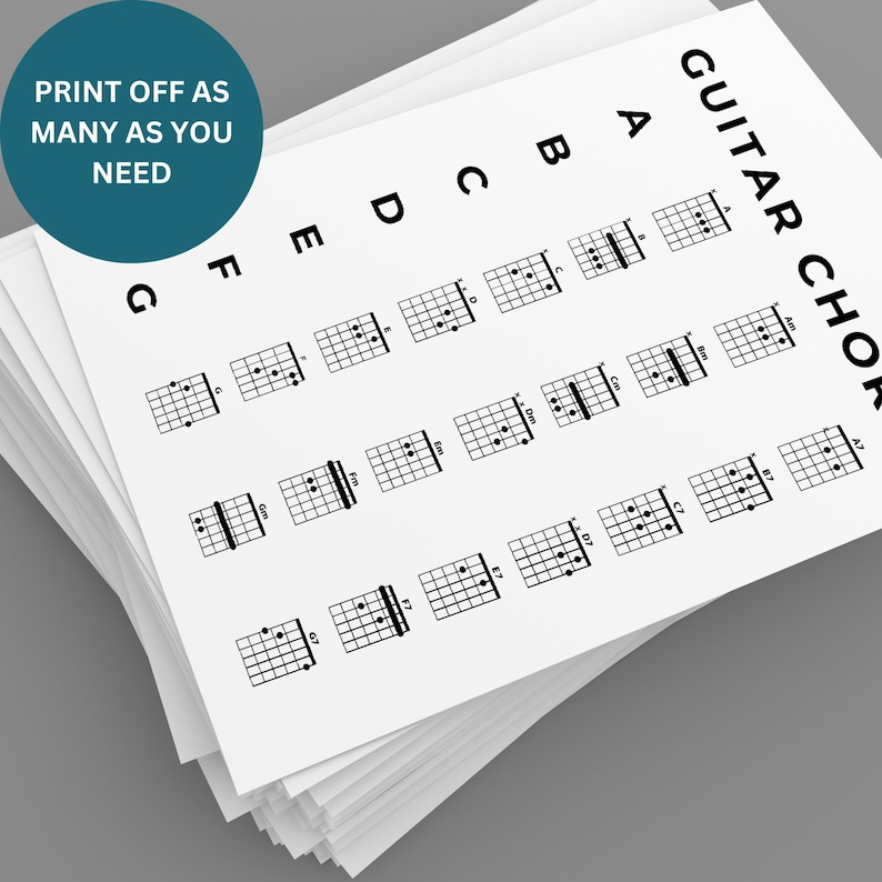 GUITAR CHORD CHART, Basic Guitar Chords, 24 Essential Guitar Tabs for ...