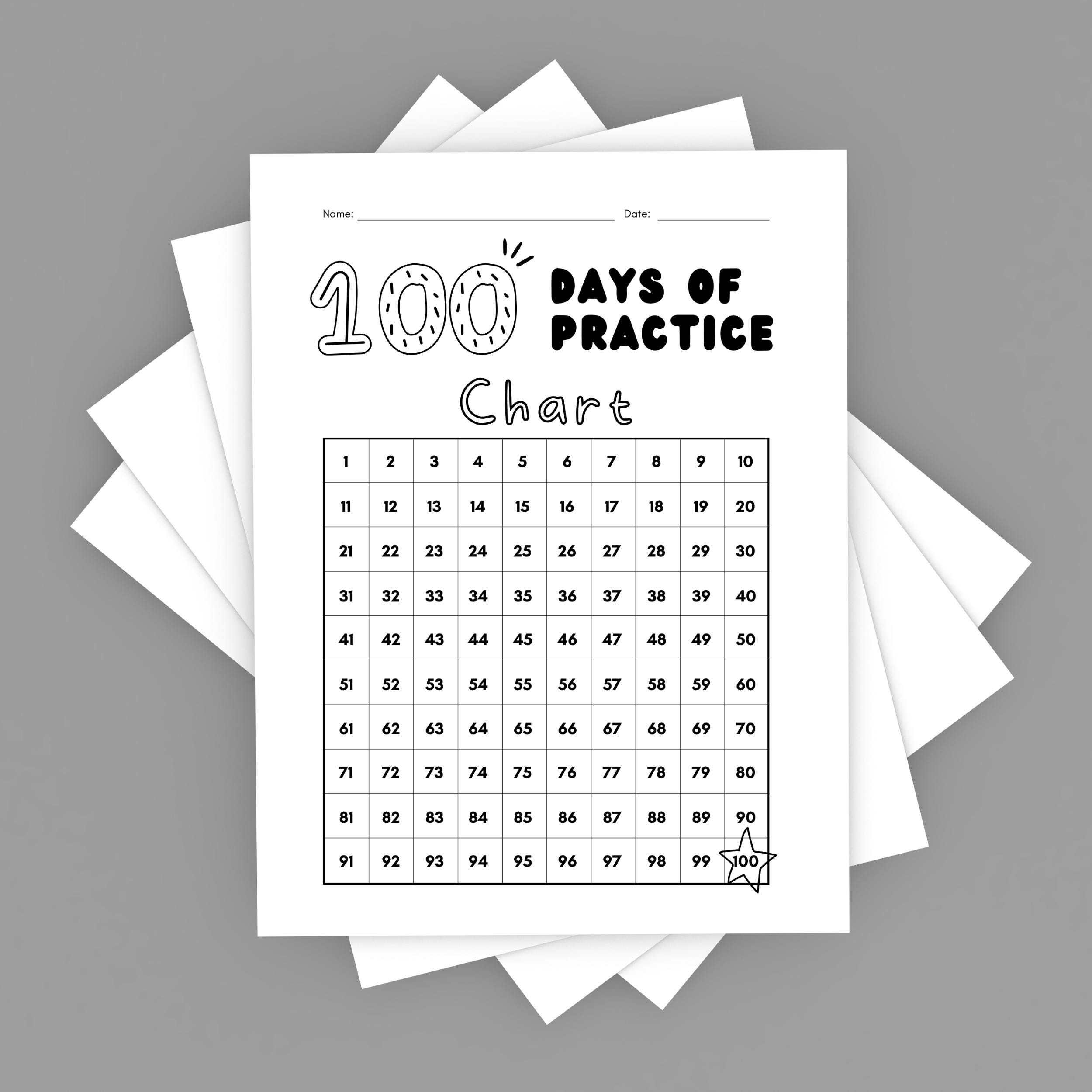 100 Days of Practice Chart, One Hundred Days Challenge, Violin Practice ...