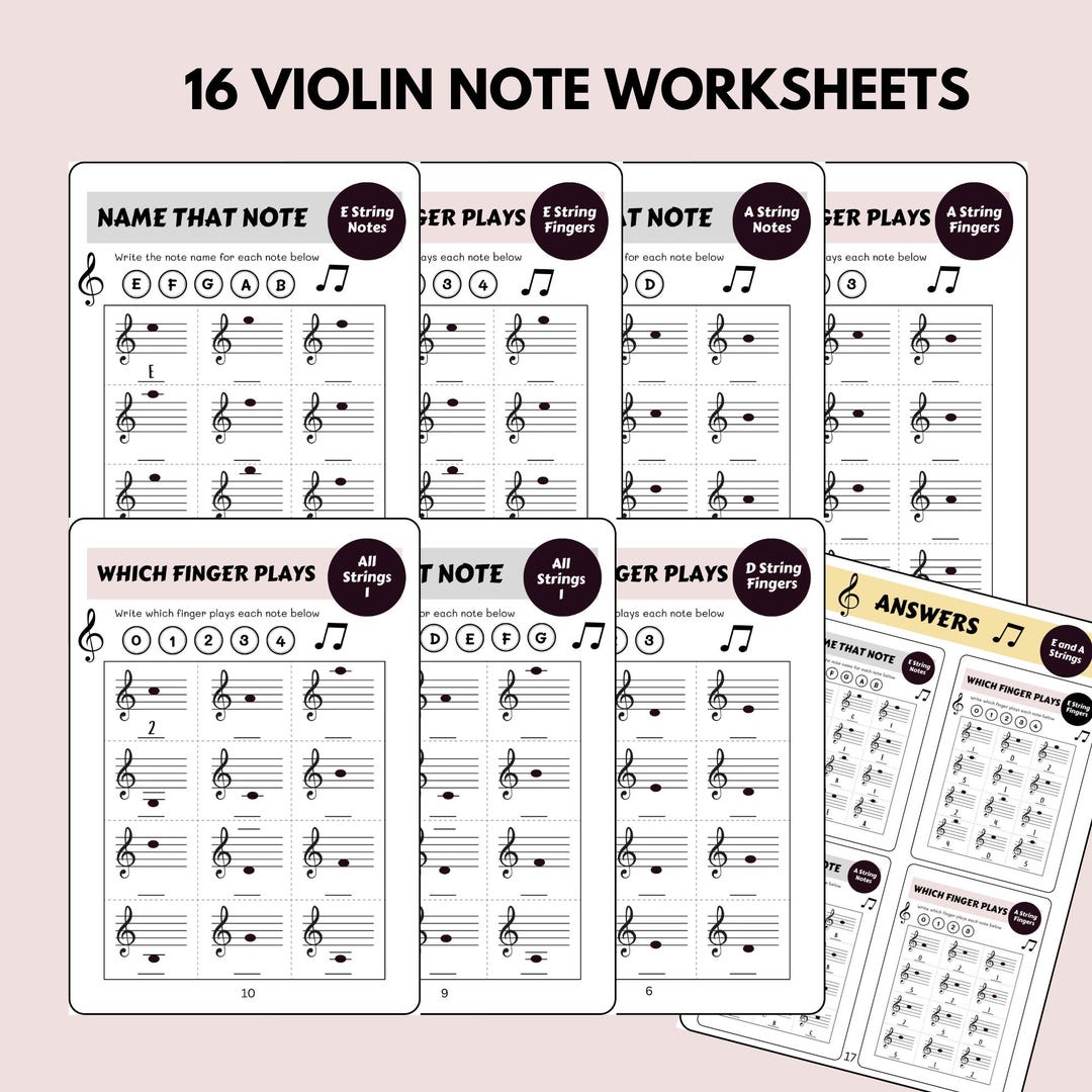 Beginner Violin Notes Worksheet, Name the Violin Notes and Fingers PDF ...