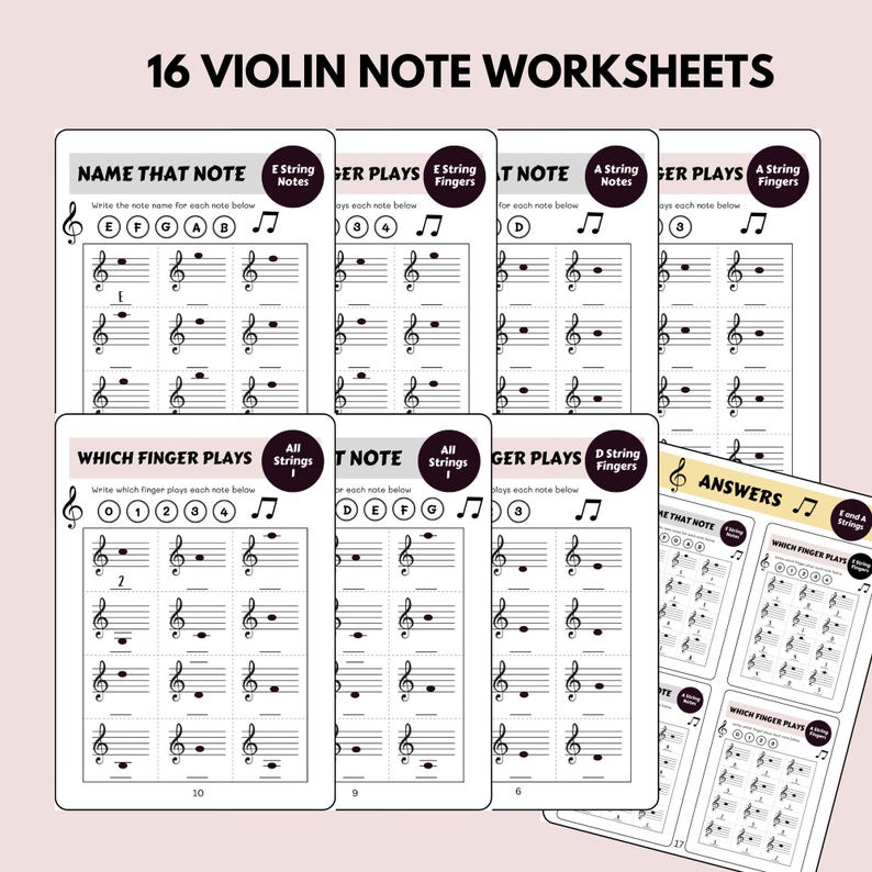 Beginner Violin Notes Worksheet, Name the Violin Notes and Fingers PDF ...